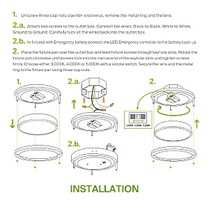 ASD LED 18 Inch Round Flush Mount Light Fixture | 28W 2250LM 3000K-5000K 120V | 3CCT, Dimmable, Energy Star, ETL Listed | Close to Ceiling Double Ring Lamp, Low Profile Lighting | Black
