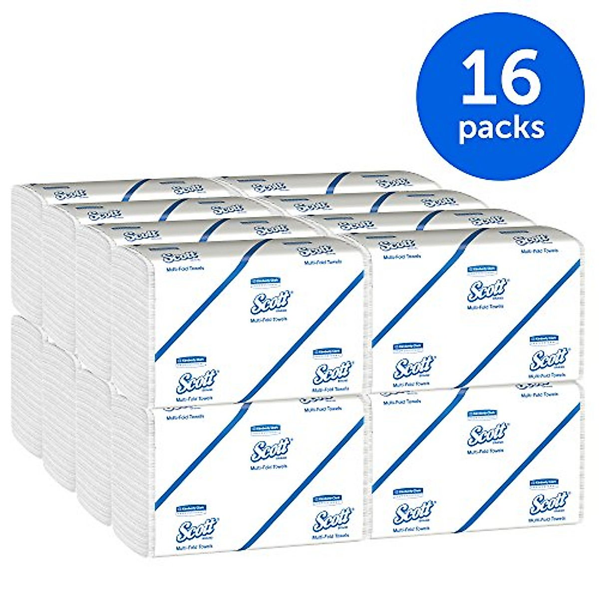 Scott Multifold Paper Towels for Small Business (08009), 9.2” x 9.4”, (4000 Towels per Case), White, 250 Count (Pack of 16)