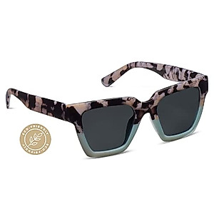 Peepers by PeeperSpecs Women's Out of Office Sun Square Polarized, No Correction Sunglasses, Black Marble/Mint, 51 + 0