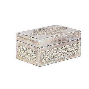 Deco 79 Mango Wood Floral Box with Hinged Lid, Set of 3 8", 10", 12"W, Brown