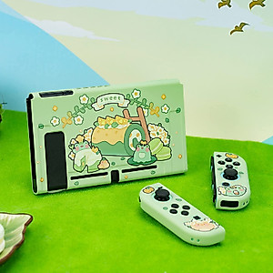 GeekShare Protective Case Compatible with Switch, Soft TPU Slim Case Cover Compatible with Switch Console and Joy Con Controller - Matcha Froggy