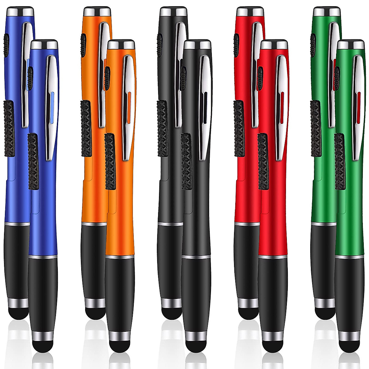 Zonon 10 Pieces Stylus Pens with Light 3-in-1 Multi-Function Touch Screen Pens LED Light Stylus Ballpoint for Smartphones Tablets PC Pads for Homes Offices Writing in The Dark