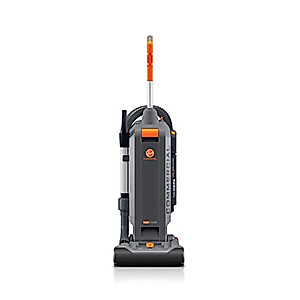 Hoover Commercial HushTone 13-Inch 2-Speed Upright Vacuum Cleaner with IntelliBelt Quiet Bagged HEPA Filtered Professional Rated, 40-Foot Long Cord, CH54113, Gray/Orange