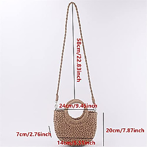 Summer Rattan Straw Bag for Women Hand-woven Shoulder Top-handle Handbag Beach Straw Tote Handmade Clutch Bags with Bow