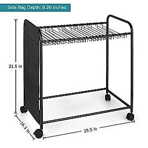 Pants Hanger Rolling Pants Trolley for Closet Pants Trouser Organizer with 20 Hangers and Side Bag for Dress Jeans Skirts Metal, Black