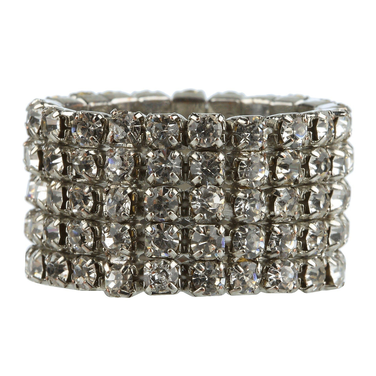 GUESS "Basic" Gold Look of 4 Band Chevron with Stones Ring, Size 7