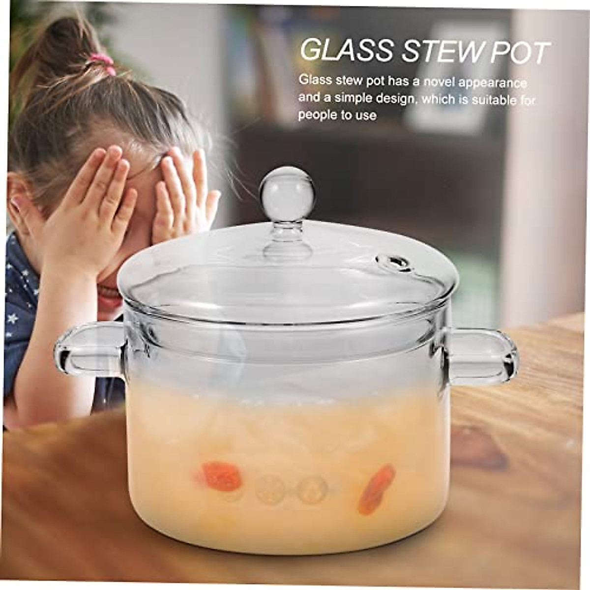 Cabilock Soup Pot French Onion Pans with Lids Korean Ramen Pot Melting Chocolate Pot Glass Pans for Cooking Glass Onion Kitchen Essentials Glass Instant Noodle Pot Double Ear Stew Pot Milk
