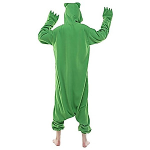 CANASOUR Polar Fleece Frog Costume Christmas Adult Anime Unisex Animal Cosplay Onesie (Small,Frog Green)