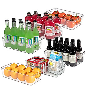 6 pack Refrigerator Organizer Bins sets, Fridge Organizer Bins with Handles for Bathroom, Kitchen Cabinet, Home Organization, Food Grade BPA-free Safety for Storage -Clear Plastic Pantry Storage Rack