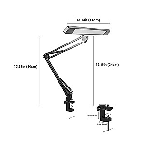 Wellwerks LED Desk Lamp, Swing Arm Lamp with Architect Clamp, 3 Color Modes, 10 Dimmable Brightness, Adjustable Desk Light Eye-Care Table Lamp, Desk Lamps for Home Office, Study, Reading