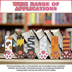 pigpigboss Paw Bookmark Diamond Painting Set 6 PCS PVC Cute Animal Paw Diamond Painting Bookmark with Pendant Diamond Painting Bookmark for Adult Book Decor Gift