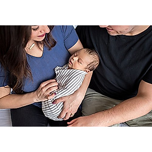 Large Premium Knit Baby Swaddle Receiving Blanket Grey and White "Everest" by Copper Pearl