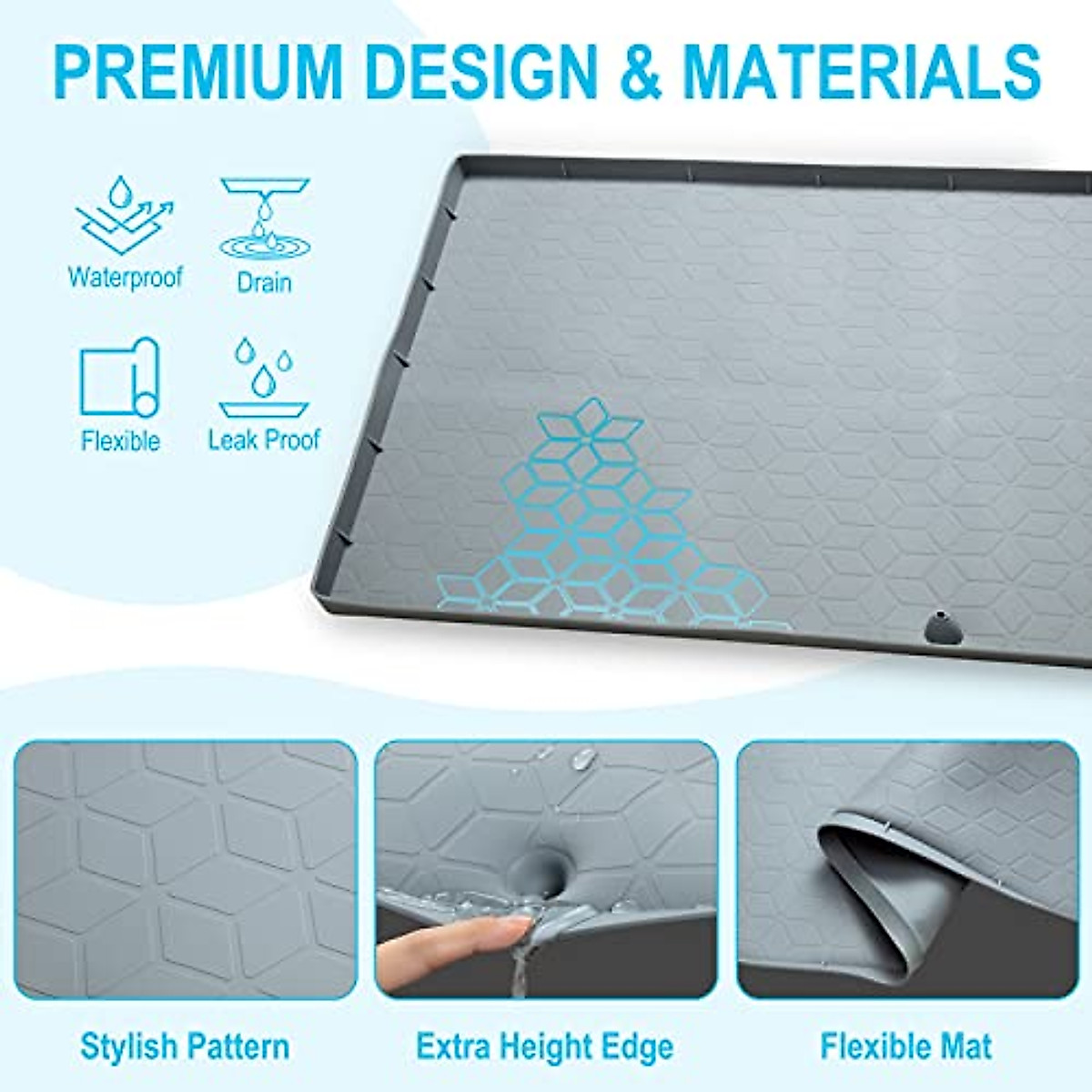 Cibeat 34x22 Under Sink Mat, 34"x22", Grey