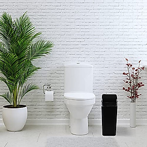 Morcte Plastic Garbage Can with Swing Lid, Black Swing Top Trash Can, 3.5 Gallon