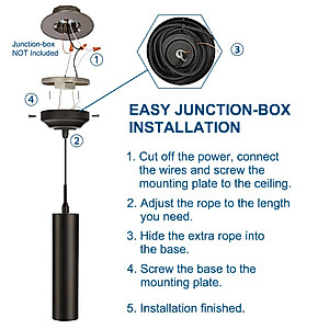 DAKASON Black Pendant Light, LED Modern Pendant Light Fixture for Kitchen Island, Industrial Pendant Lighting for Dining Room, Vintage chandelier to Decor Living Room, Hallway (1Pack)