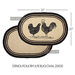 VHC Brands Sawyer Mill Charcoal Farmhouse Dining Room Living Room Kitchen Floor Natural Jute Rug w/ Pad 20x30 Poultry