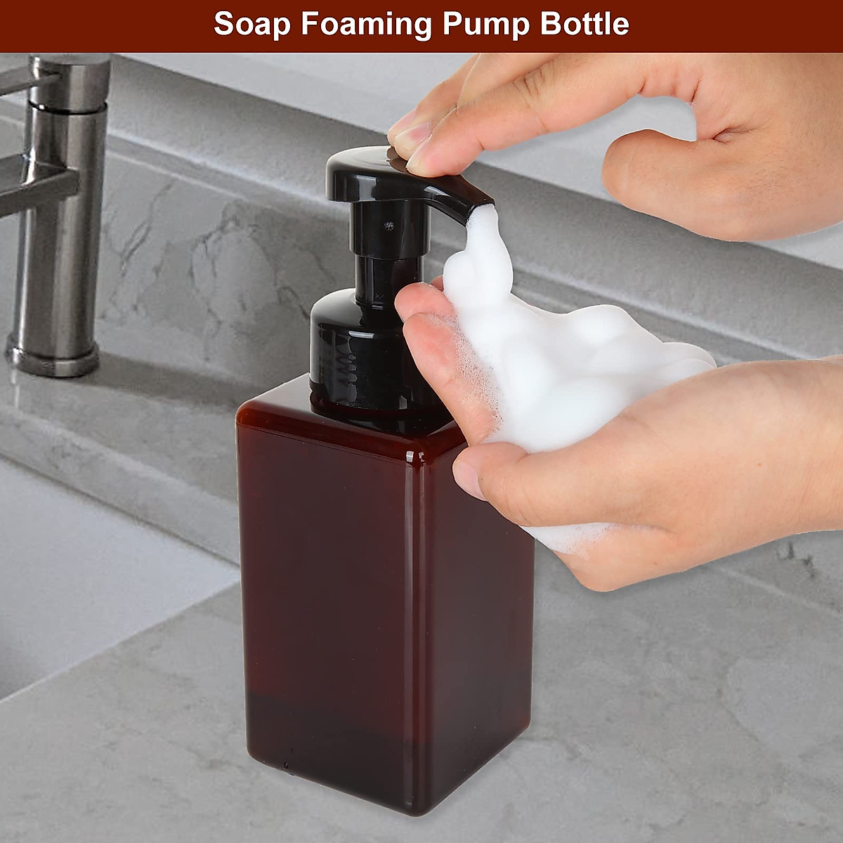 RHBLME 6 Pack Foaming Soap Dispenser with Pump, 15oz 450ml Refillable Pump Bottle Plastic, Empty Foaming Hand Soap Dispenser, for Storing Shampoo, Hair Conditioner, Liquid Hand Soap, Various Lotions