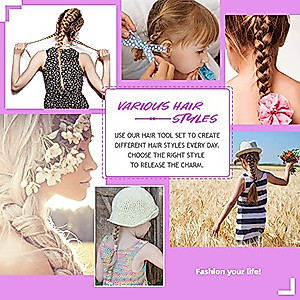 TsMADDTs 3Pack Hair Loop Tool Set with 2Pcs French Braid Tool Loop 1Pcs Rat Tail Comb Metal Pin Tail Braiding Comb for Hair Styling, Purple