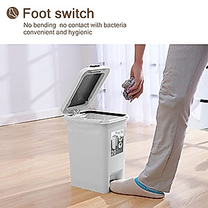 JIUCHUAN 3 Pack Trash Can 5.3 Gallon and 1.7 Gallon Kitchen Garbage Bin Combo Set, Step-On Trash Can with Lid and Pedal, 20 Liter and 6.5 Liter Capacity Waste Bin for Bathroom,Kitchen,Office,Grey