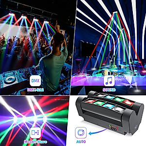 BETOPPER Moving Head DJ Lights,Stage Lights for Parties, RGBW 8x3W LED Spider Lights, Sound Activated & DMX-512 for Party, Pub, Wedding Event, Club, Carnival Festival, Disco Stage Lighting(2 Packs)