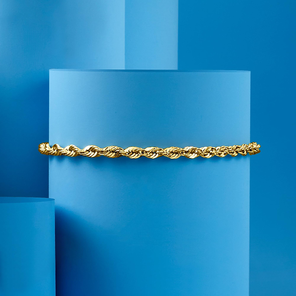 Ross-Simons 3.2mm 14kt Yellow Gold Rope-Chain Bracelet. 7 inches