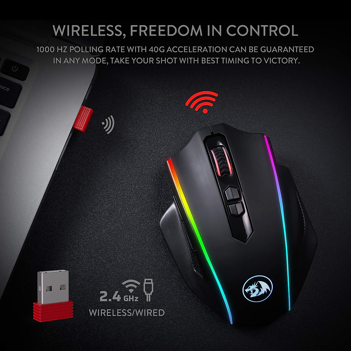 Redragon M686 Vampire Elite Wireless Mouse & K631 Castor 65% Wired RGB Gaming Keyboard Bundle