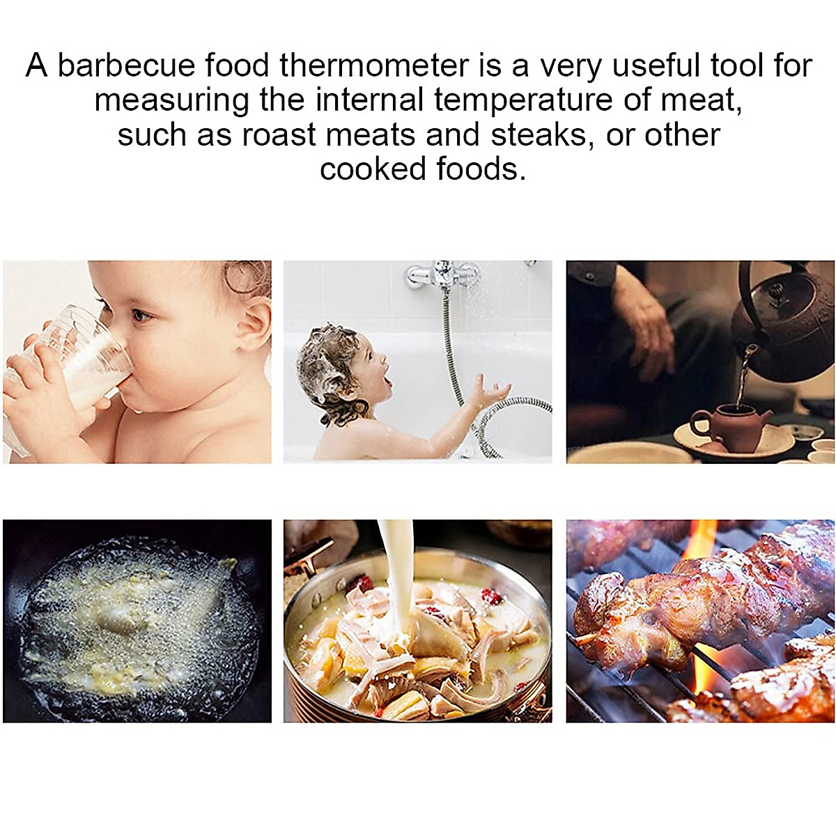 Okuyonic Probe Digital Durable Highly Accurate Cooking Timer Kitchen for Home, Digital Meat Food Thermometer, Kitchen Cooking Thermometer with Timer for Cooking