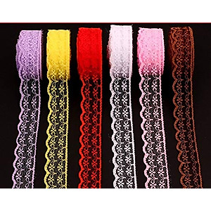 20 Rolls 200 Yards Mixed Color Floral Pattern Fabric Lace Ribbon