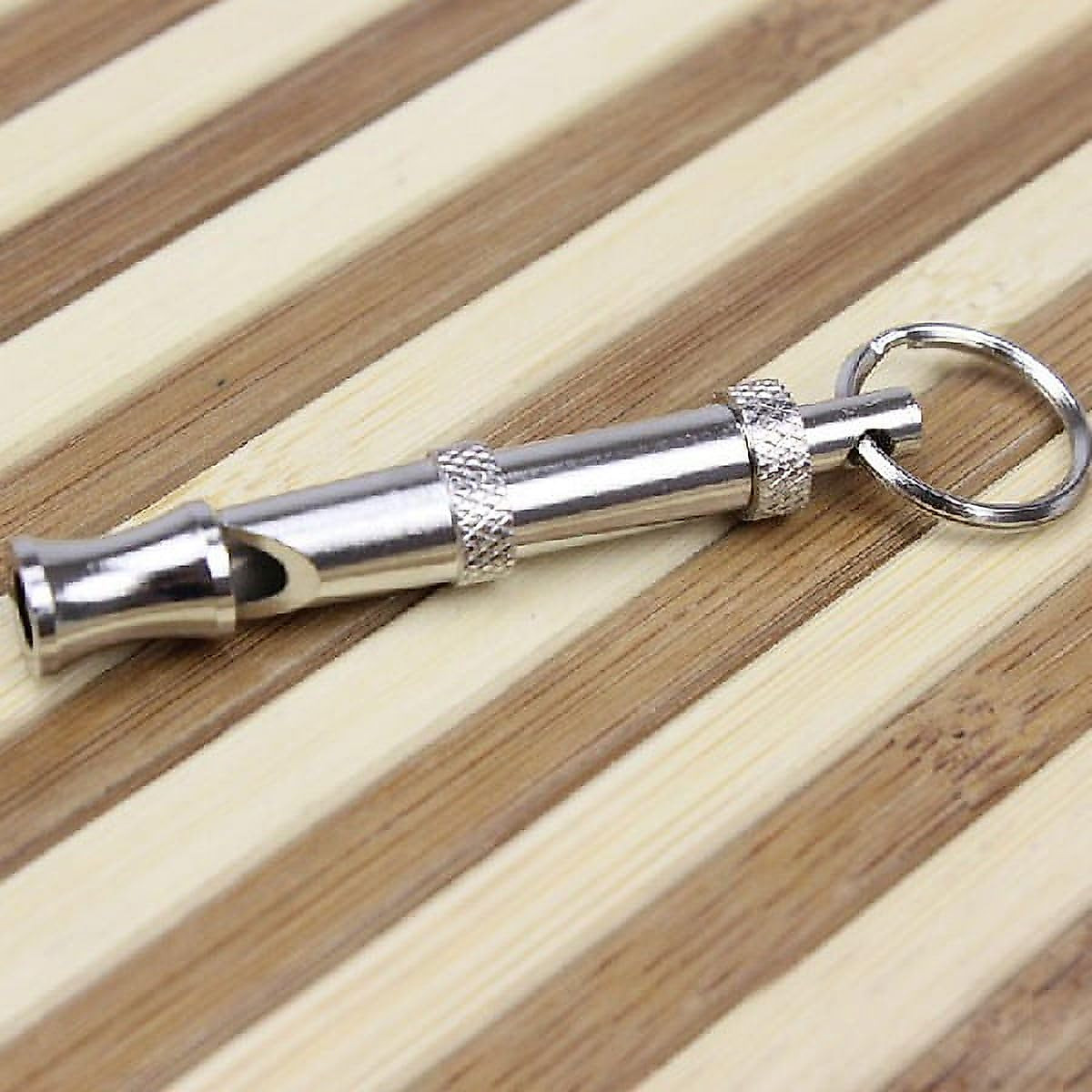 LNYMZD Silver Pets Whistle Adjustable Pet Training Sound Control Stainless Steel Puppy Bark Whistles with Suspendable Key Chain Dogs Training and Behavior Aids