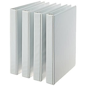Amazon Basics 3-Ring Binder, 1-Inch - White, 4-Pack