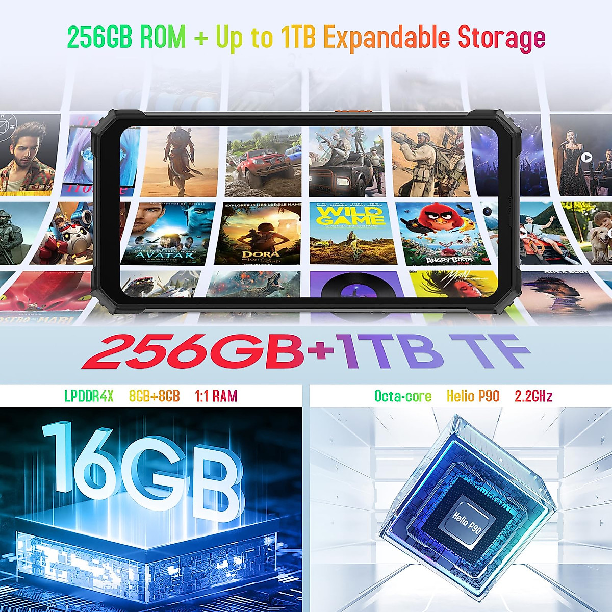 Blackview BV8900 Rugged Smartphone 2024, Thermal Camera Android 13 Phone, 16GB 256GB 1TB TF, Helio P90, 6.5-inch 2.4K FHD+ Display, 10000mAh 33W Fast Charge, 64MP Anti-Shake Camera Rugged Phone, NFC