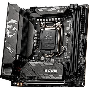 MSI MPG B560I Gaming Edge WiFi Gaming Motherboard (m-ITX, 11th/10th Gen Intel Core, LGA 1200 Socket, DDR4, CFX, M.2 Slots, USB 3.2 Gen 2, 2.5G LAN, DP/HDMI, Wi-Fi 6E)