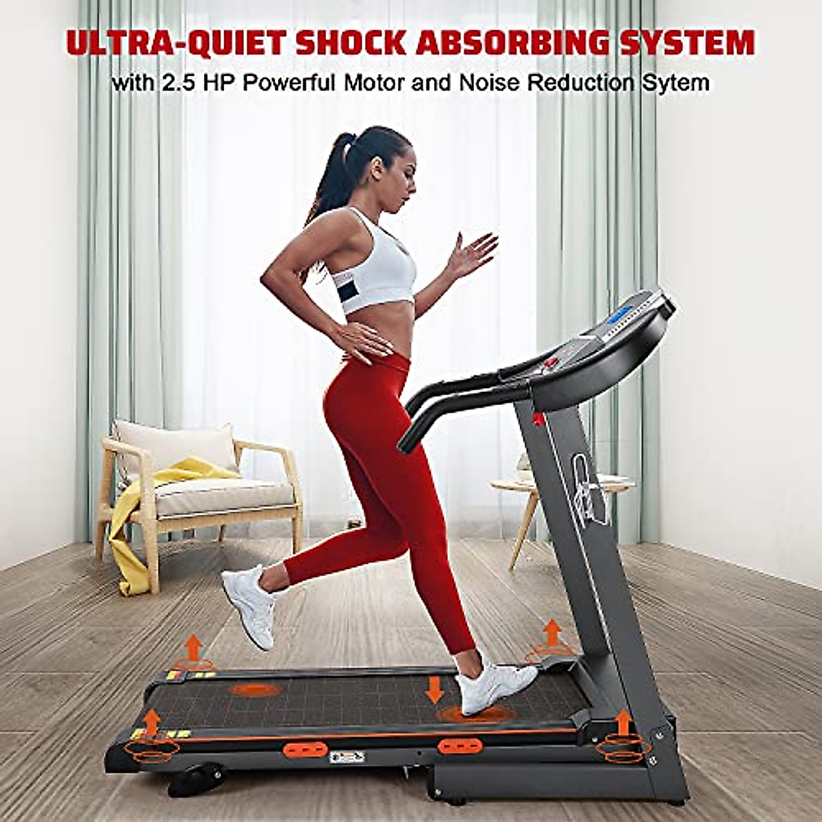 Treadmill for Home Folding Treadmill Running Machine Electric Treadmill with 3-Level Manuel Incline 15 Preset Training Programs on LCD Display and 2.5HP Power 8.5MPH Max Speed 220lbs Black