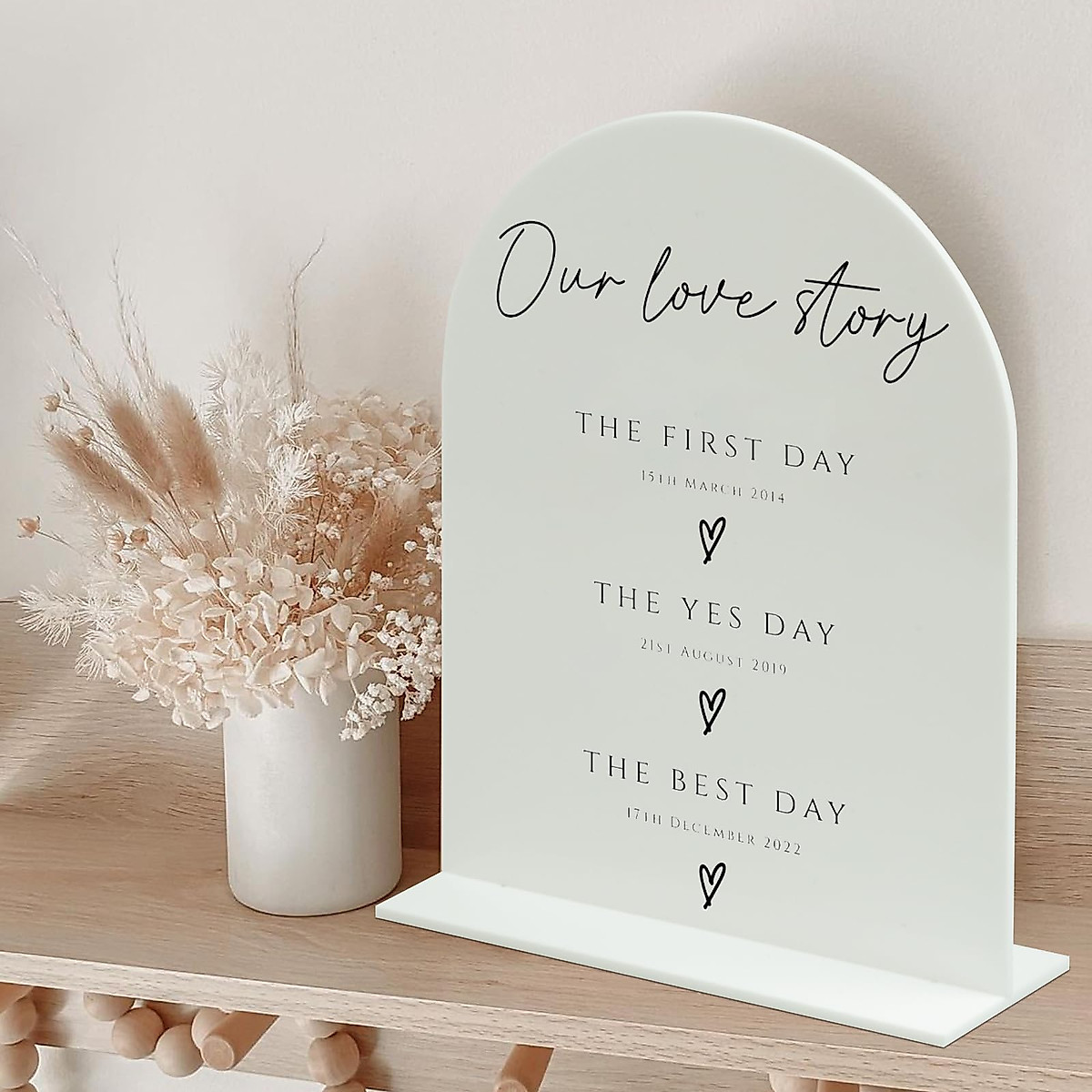 JINMURY 8x10 Inch White Arch Acrylic Sign with Stand | 5 Pack Blank White Acrylic Arch Table Signs with Base for DIY Wedding Table Numbers, Arched Wedding Signage, Events& Parties (White, 8x10 Inch)