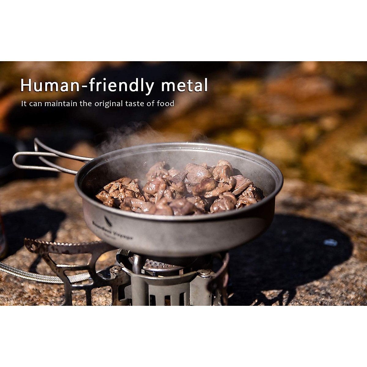 Boundless Voyage Titanium 2-Piece Pot and Pan Set 1000ml+500ml Folding Handle for Outdoor Camping Cooking Hiking Backpacking Portable Tableware Cookware