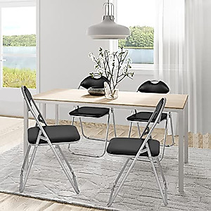 Giantex 6-Pack Folding Chairs Set - Waiting Room Chairs with Padded Seats and Carrying Handle for Desks Home Office Steel Guest Reception Party Poker Stackable Conference Chairs (1 Count (Pack of 6))