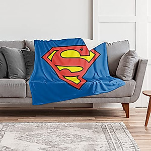 Superman Blanket, 50"x60", Classic Logo Silky Touch Sherpa Back Super Soft Throw Blanket