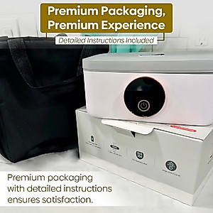 CURRENT Heated Electric Lunch Box, 60w 1L Capacity - Cordless Portable Lunch Box for Office, Car, and Outdoor Use - 158°F Heat, BPA Free Heated Lunch Box - Includes Insulated Bag and Black Cutlery Set