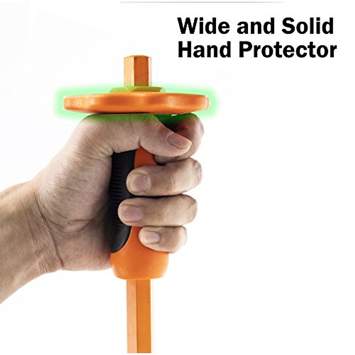 Finder 12-Inch Heavy Duty Flat Chisel with Hand Protection, Flat Head, Demolishing/Masonry/Carving/Concrete Breaker Chisels with Bi-Material Hand Guard