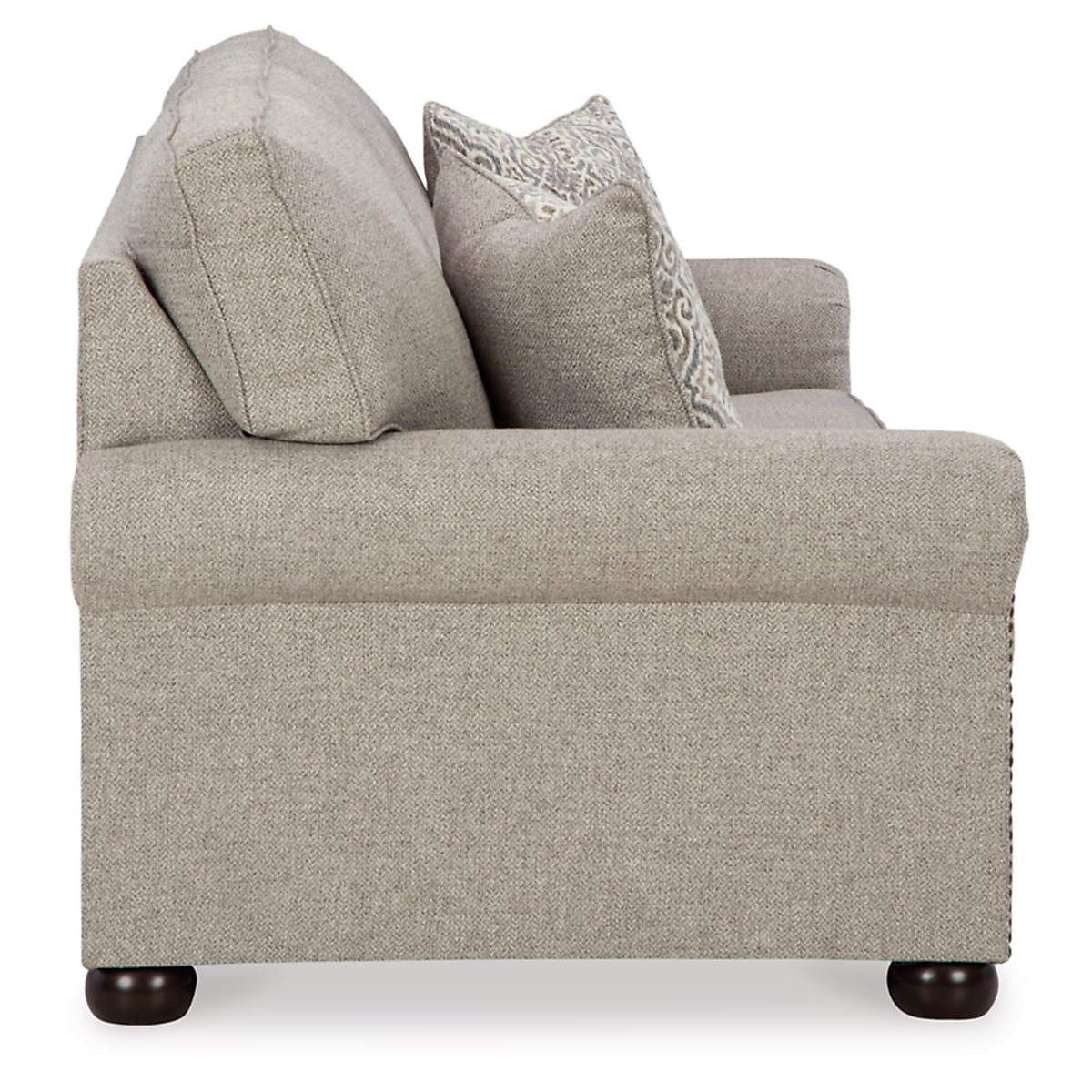 Signature Design by Ashley Gaelon Transitional 2-in-1 Sofa Sleeper with Folding Gel Memory Foam Mattress, Nailheads and 2 Accent Pillows, Queen, Beige