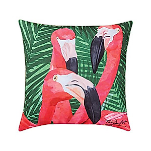 Home & Garden Pink Flamingo Indoor Outdoor Pillow Tropical Beach Premium Decor Decoration Accent Throw Pillow 18" x 18" Multi