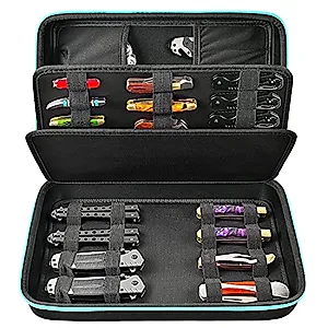 Knife Display Case for 45+ Pocket Knives, for Butterfly Knife Storage Bag, Folding Knives Organizer Holder Box, Knives Collection Protector for Survival, Tactical, Outdoor, Kitchen, EDC Mini Knife