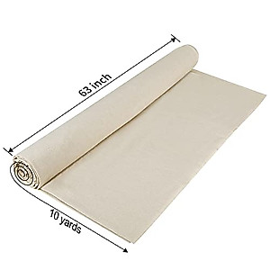 Muslin Fabric 10 Yard Linen Fabric 63 Inches Wide Textile Unbleached Natural Cotton Fabric Soft & Smooth Embroidery Fabric Reusable & Washable Muslin Cloth for Sewing Embroidery Decor DIY Projects