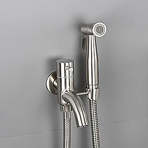 MINJING Bidet Sprayer Brushed, High Pressure Bathroom Hand Sprayer Kit, 2 Modes Sprayer, Stainless Steel Bidet Sprayer for Toilet, Cold Water Bidet Faucet