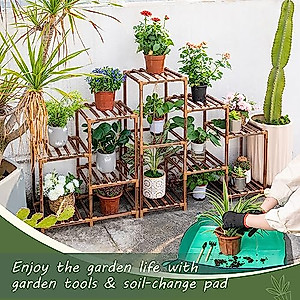 Uneedem Wood Plant Stand Indoor Outdoor Corner Plant Shelf Stand, 5 Tiered 10 Potted Flower Plant Stands for Indoor Plants Multiple, Plant Shelves Stands Rack for Living Room, Patio, Balcony