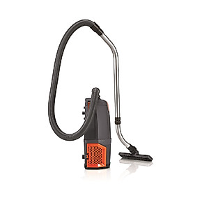 Hoover Commercial HushTone Back Pack 2 speed motor with HEPA Filtration and Hexaguard Technology, Extension wand, lightweight design, 6 quart, CH34006, Black/Orange