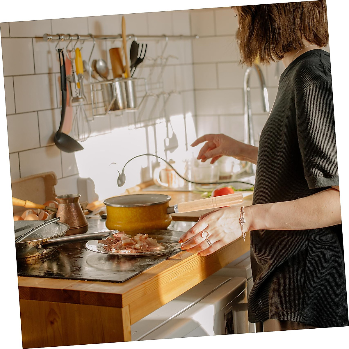 Yardenfun Saucepan Handle Stockpots Handle Cookware Handle Frying Pan Handle Wok Handle Replacement Pan Handle Pot Side Handle Fry Pot Grip Handle Pan Handles Wood Pot Handle Universal