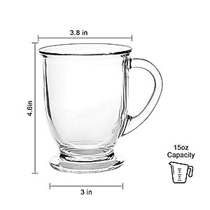 QAPPDA Glass Mugs, Clear Coffee Mugs With Handle 15 oz,Tea Mugs 450ml,Beer Glasses With Handle,Glass Cup Drinkware For Beverage,Juice,Latte Cups Cappuccino Mugs Beer Mug Water Cups Sets of 8 KTZB107…
