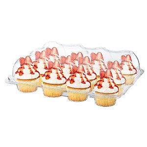 Plastic Cupcake Containers Boxes | 12 Compartment – 8 Pack | Disposable High Dome Dozen Cupcake Holder With Lid Bulk | Extra Sturdy Stackable Cupcake Boxes | Durable Muffin Packaging Transporter To Go