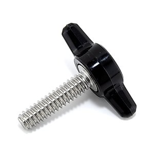 #10-24 x 3/4" Thumb Screw Stainless Steel - Black Tee Wing Plastic Knob - Standard/Coarse Thread Thumbscrew - Length: 0.750" - Proudly Built in USA - Package of (10)